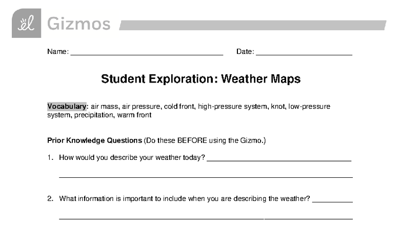 Weather Maps SE: Understanding Air Masses & Fronts - Studocu