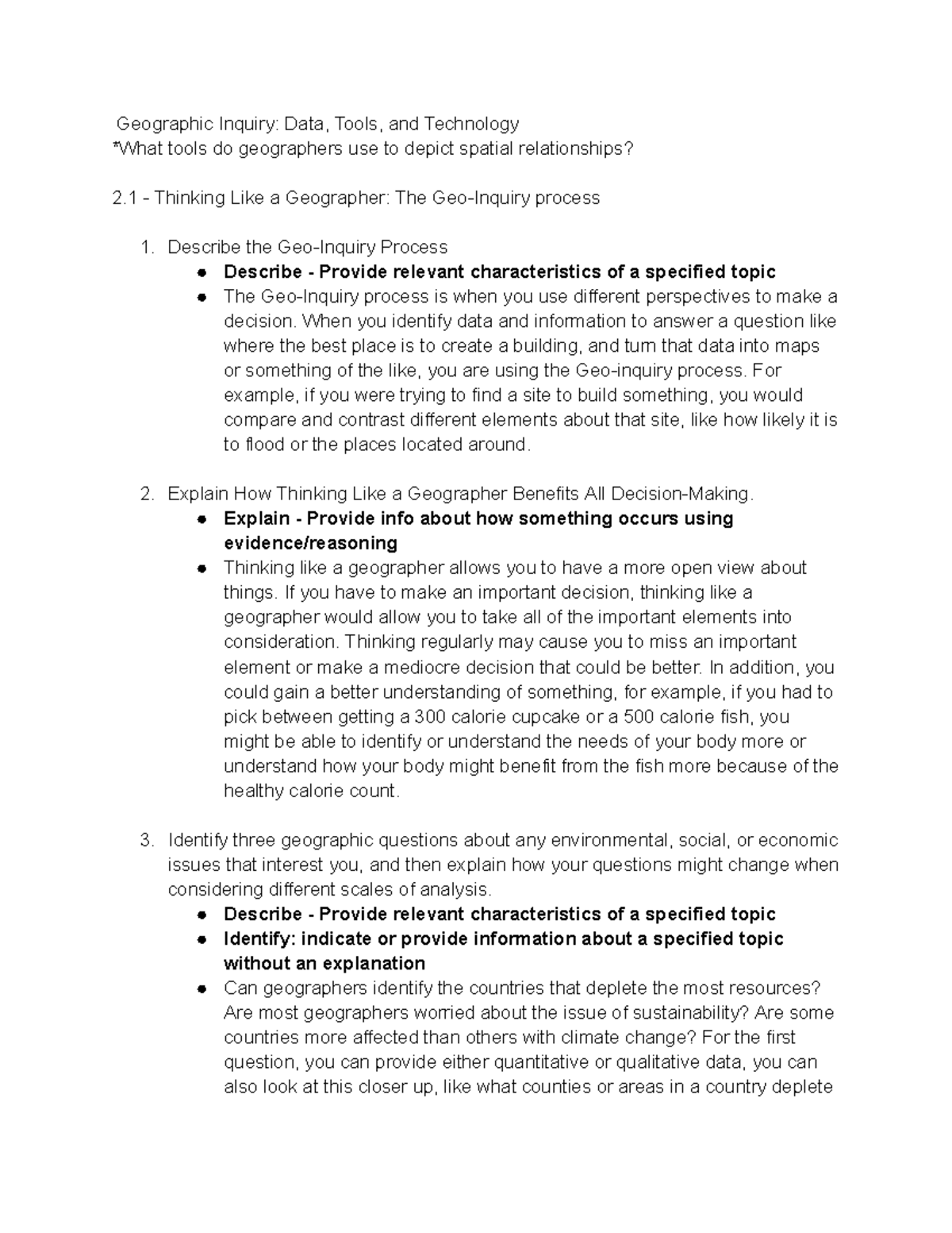 Chapter 2 APHG: Geographic Inquiry & Data Tools Overview - Studocu