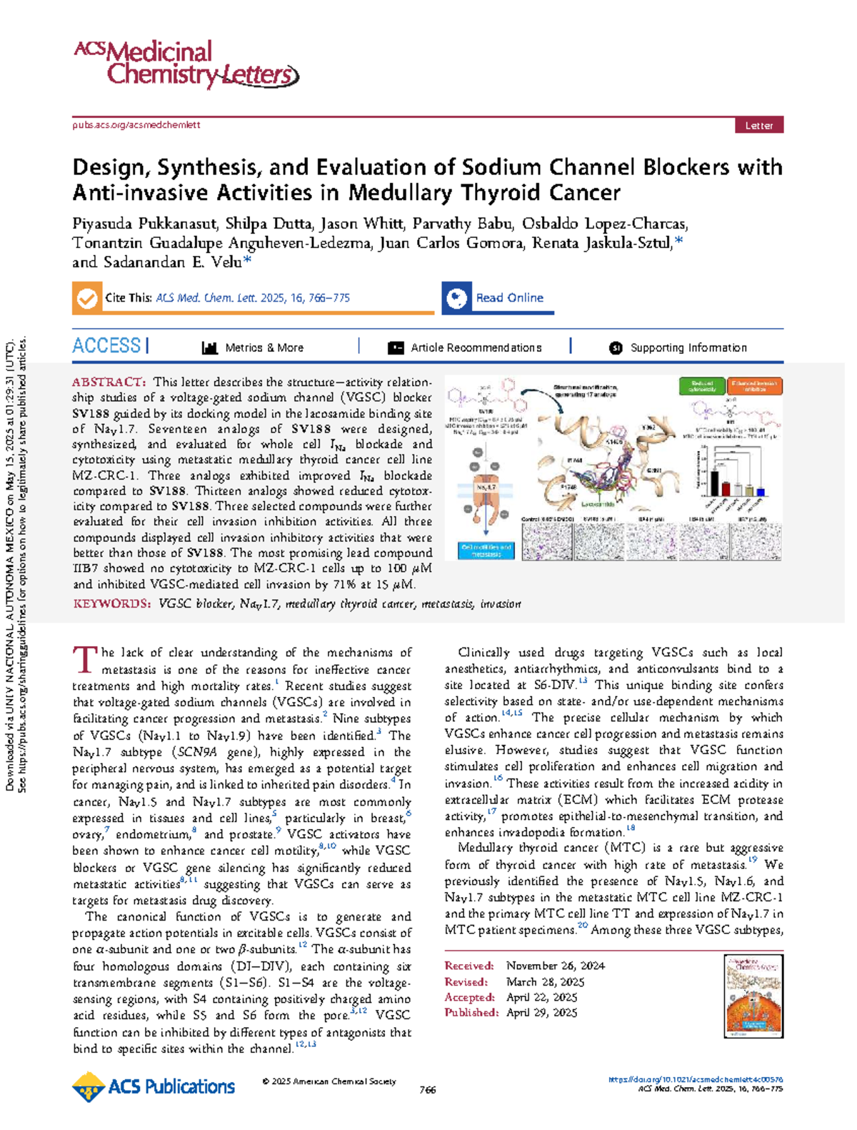Letter on Design and Evaluation of Sodium Channel Blockers for ...