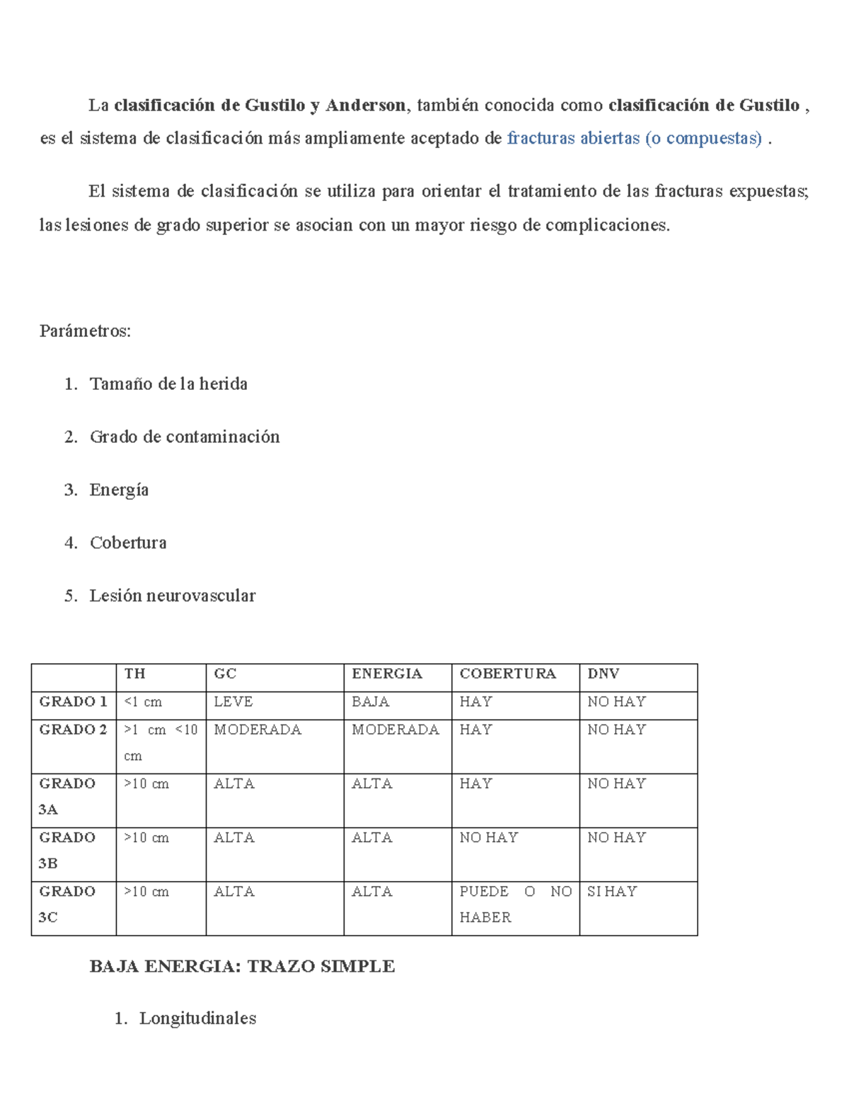 Clasificación de Gustilo y Anderson en Fracturas Abiertas - Méd 101 ...