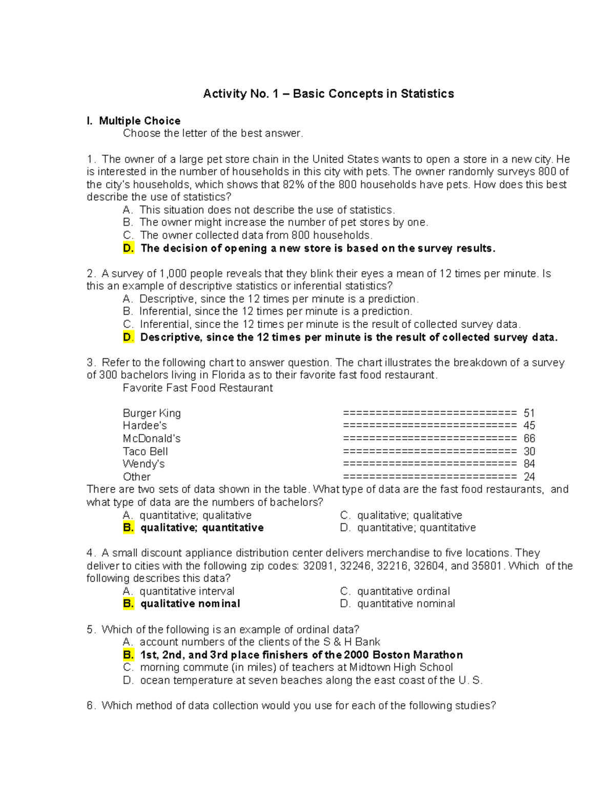 Activity 1 - Basic concepts in statics - Activity No. 1 – Basic ...