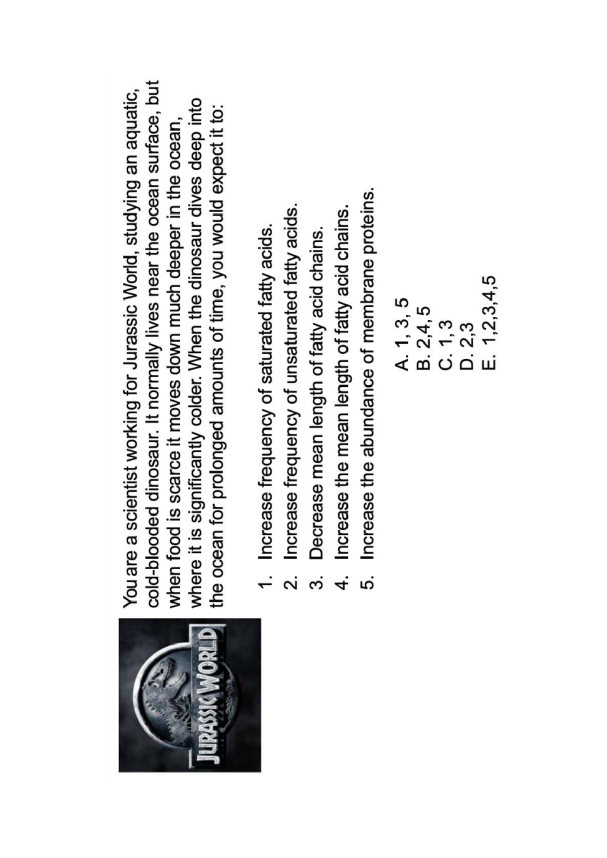JURASSICWORLD: Practice Question on Aquatic Dinosaur Adaptations - Studocu
