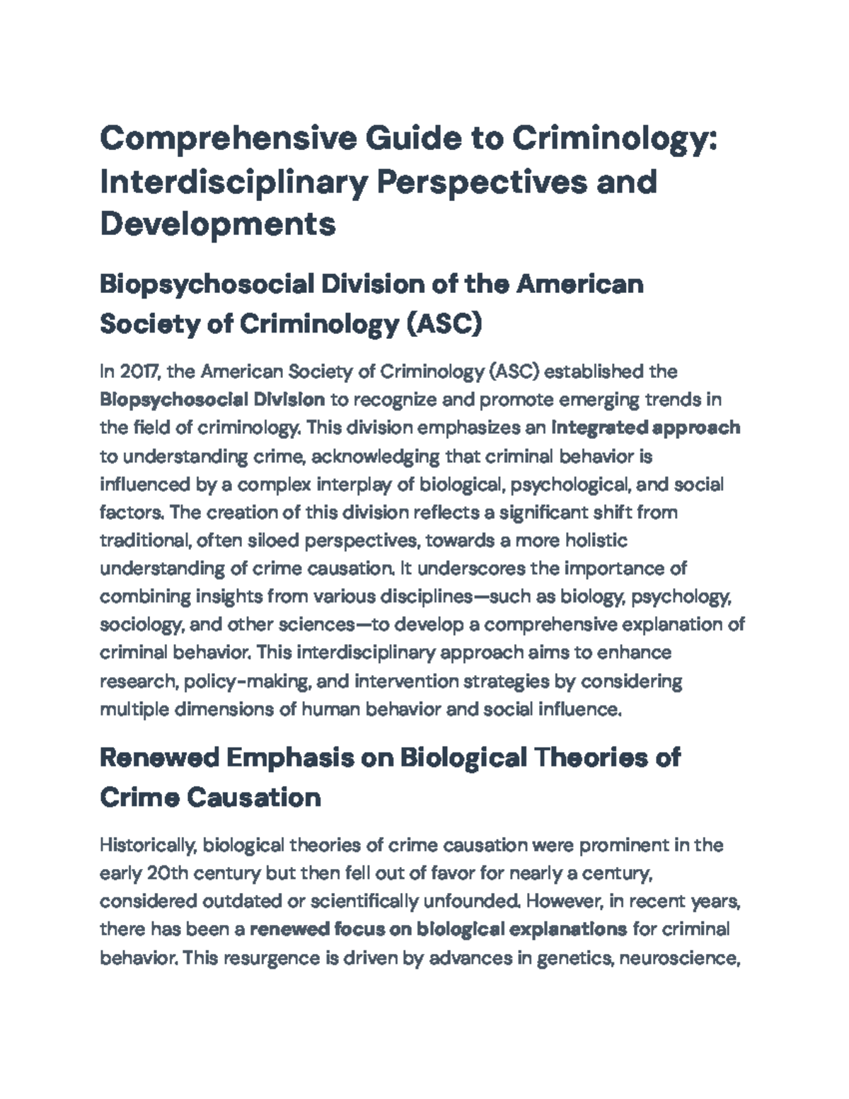 Comprehensive Guide to Criminology: Interdisciplinary Insights (ASC ...