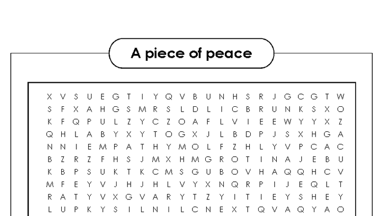 Word Search Puzzle: Promoting Peace & Cleanliness - Studocu