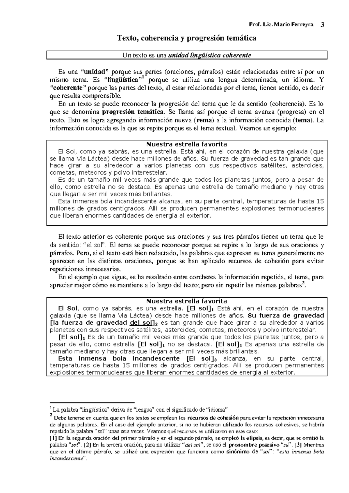 Progresión Temática en Textos: Análisis y Ejemplos - Prof. Lic. Mario ...