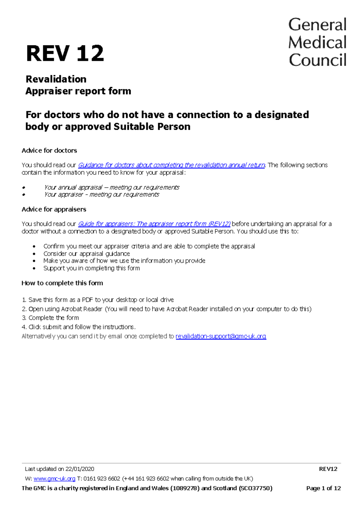 REV12-Appraiser Report Form for Revalidation - DC4944 - Studocu