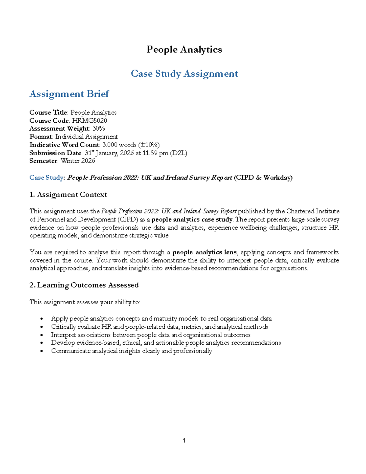 People Analytics Case Study Assignment - HRMG5020 - Studocu
