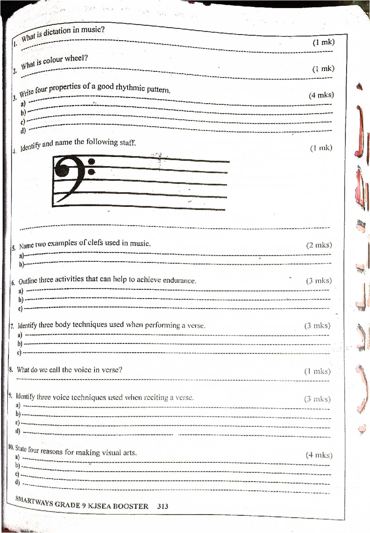 Grade 9 KJSEA Creative Arts Quiz: Music & Visual Arts Techniques - Studocu