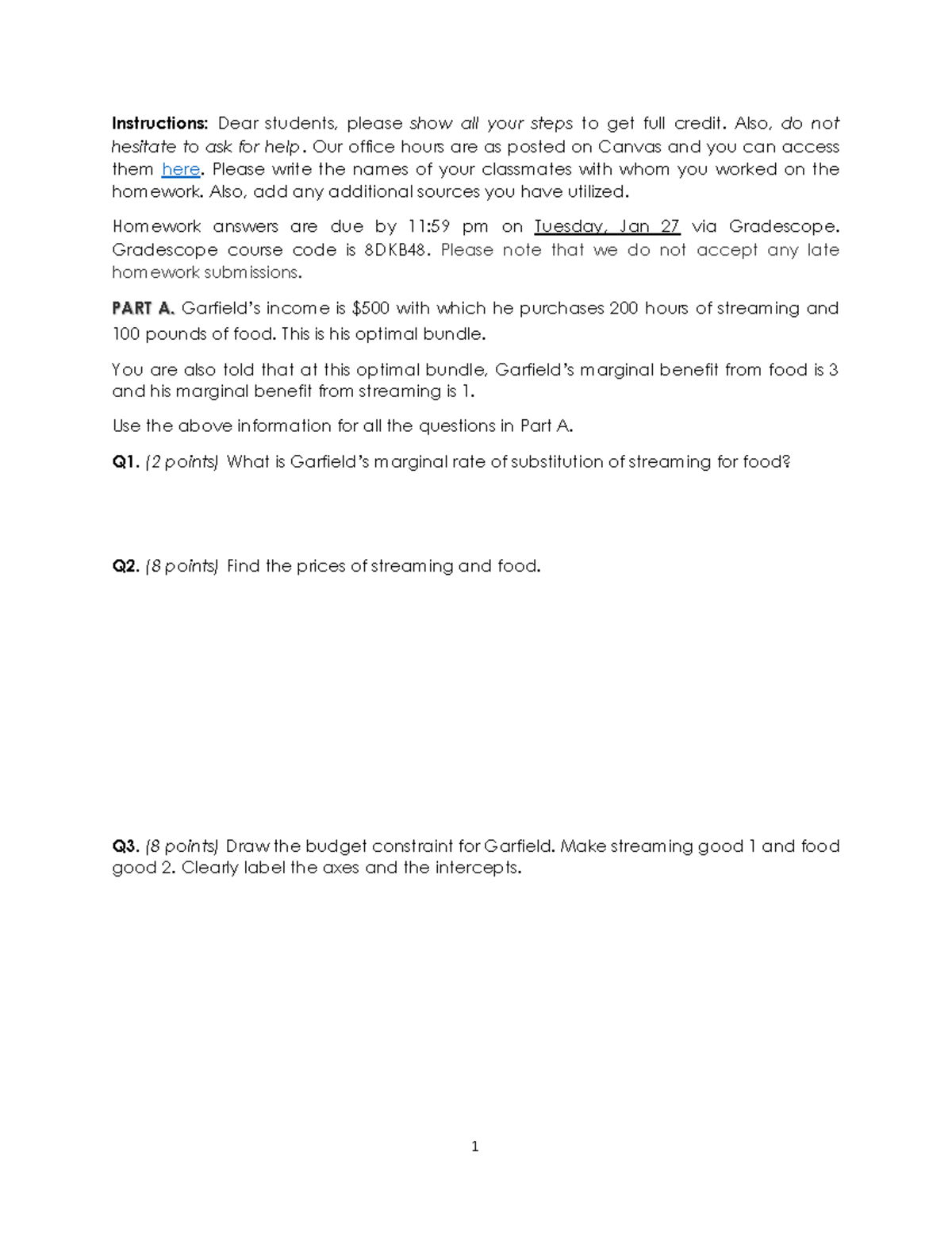 HWK 1 Spring 26: Optimal Bundle & Budget Constraints Analysis - Studocu