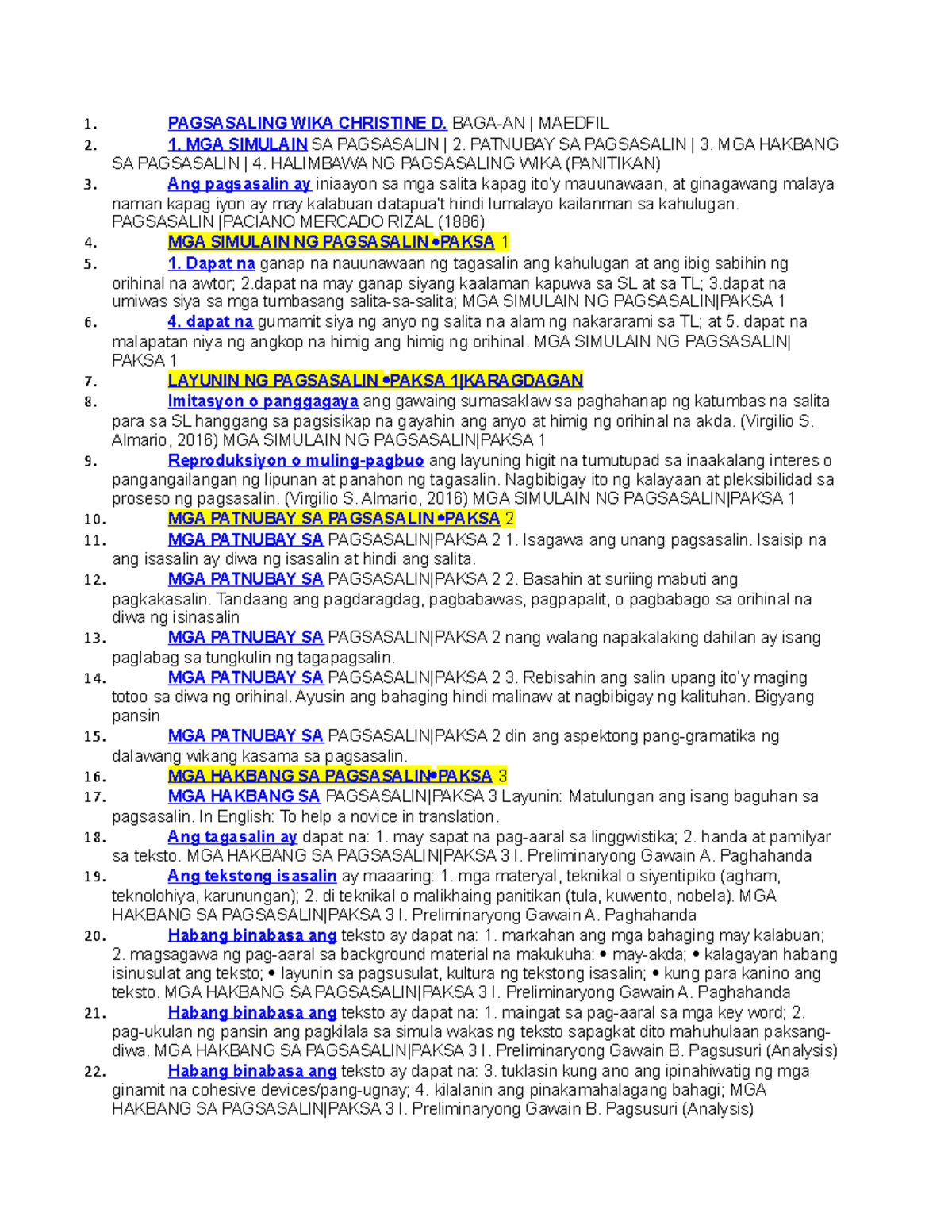 Pagsasaling WIKA 1: Mga Simulain at Patnubay sa Pagsasalin - Studocu