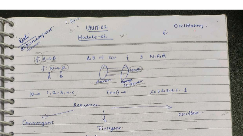 Sequence and Real Analysis Handwritten Notes (Course Code: 1,(1)141 ...