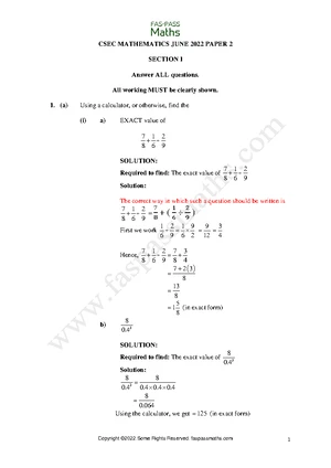 SEA Maths 2024 Past Paper Solutions - faspassmaths SEA MATHEMATICS 2024 ...