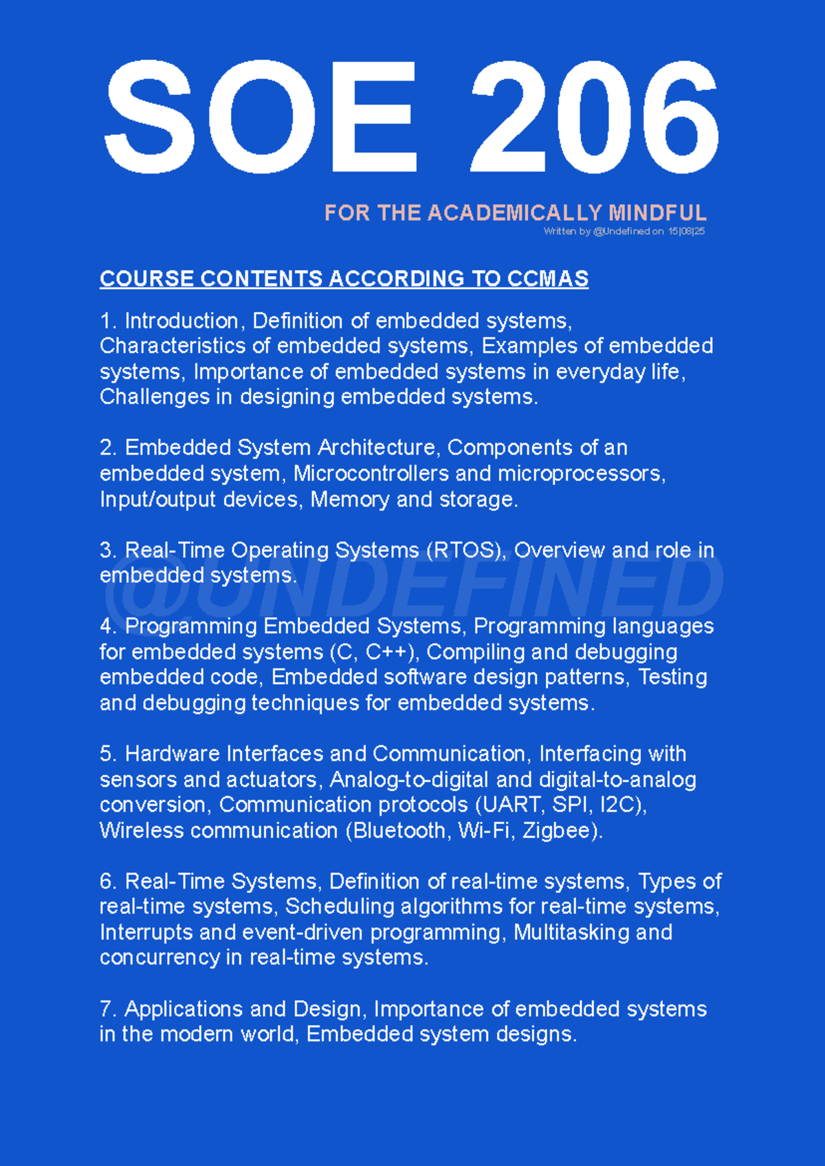 SOE 206 Final Exam Notes: Embedded Systems Overview and Applications ...