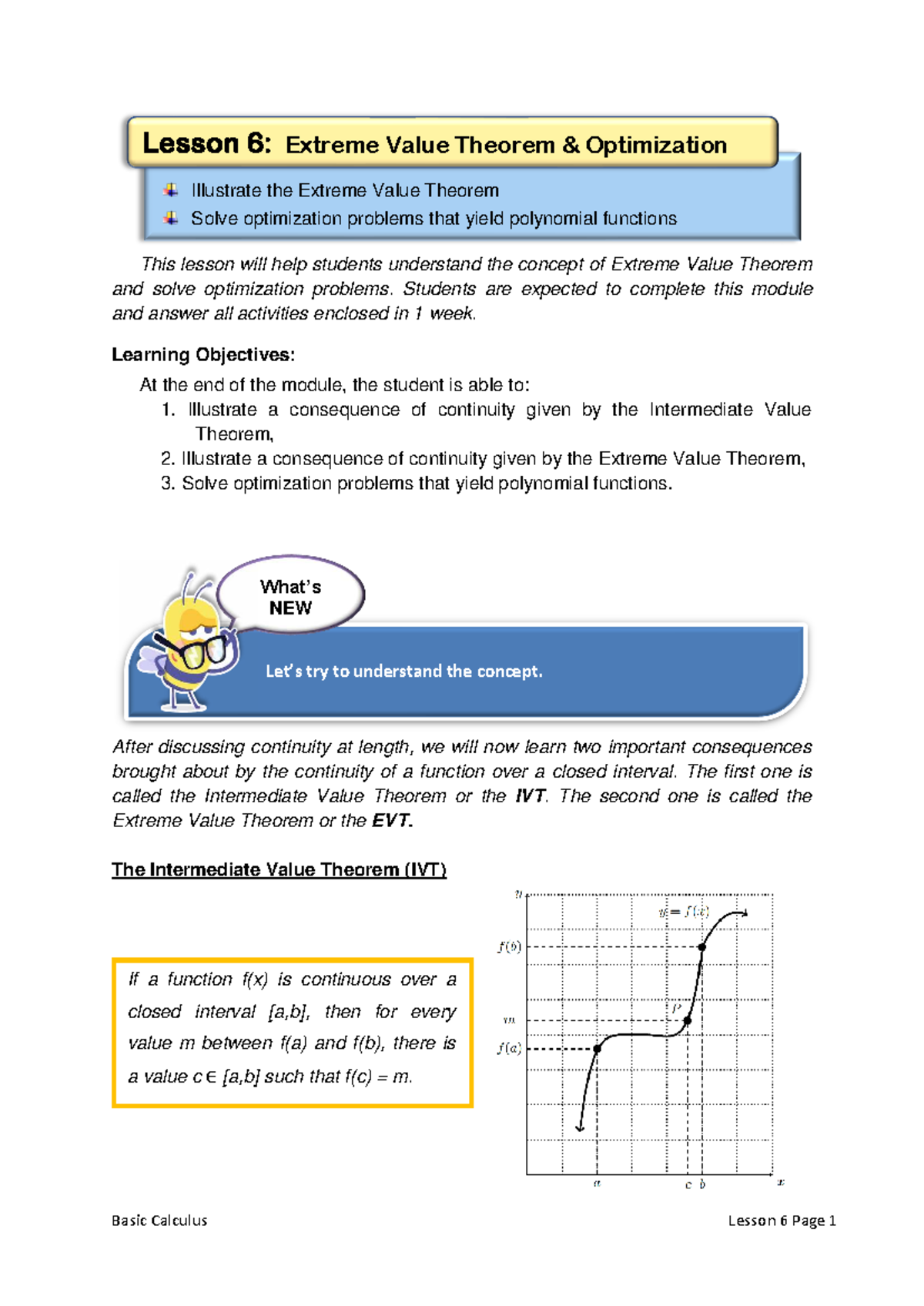Q3W6 Basic Calculus: Lesson 6 - Extreme Value Theorem & Optimization ...