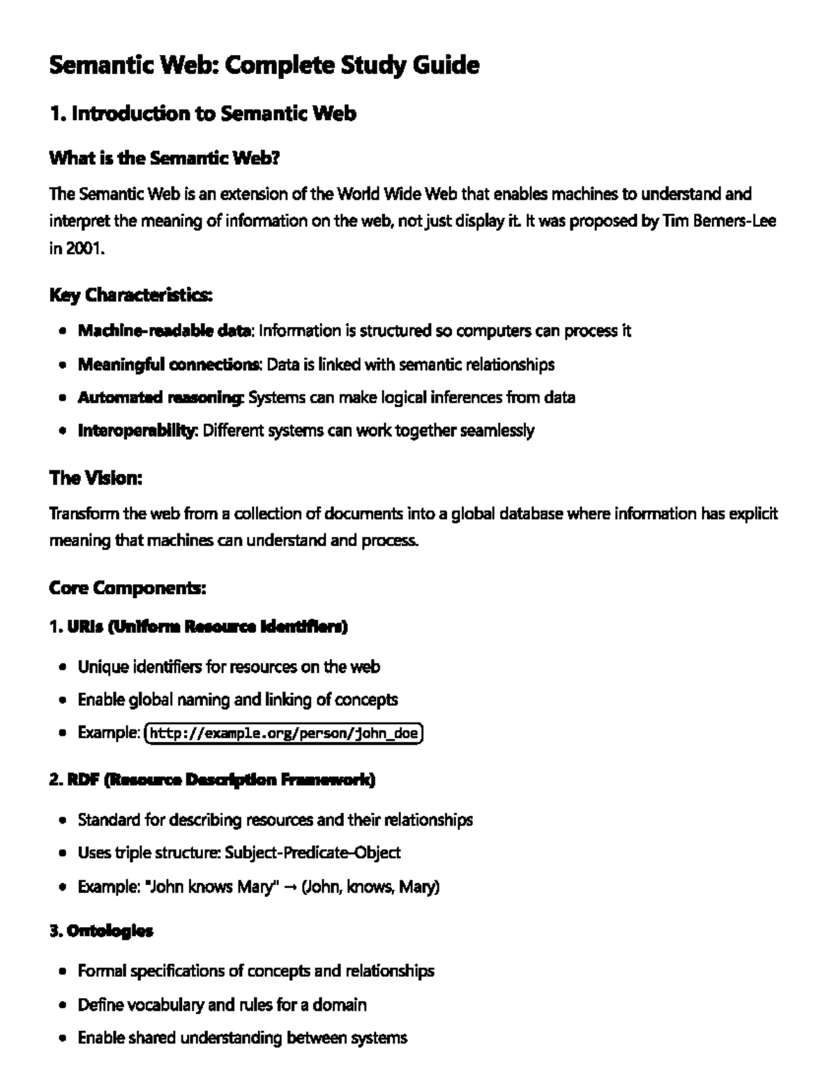 SW 1: Semantic Web Study Guide - Key Concepts & Business Value - Studocu