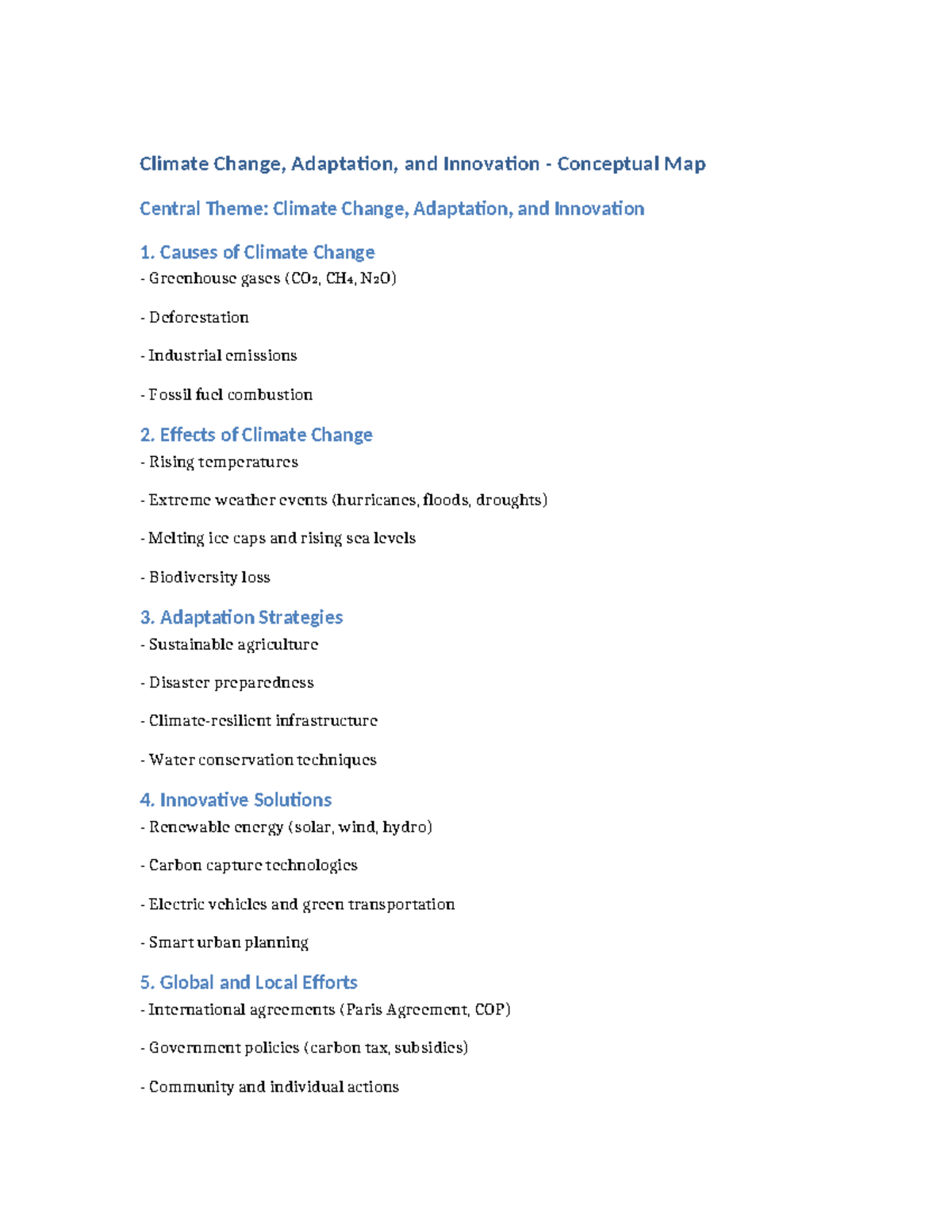Climate Change Adaptation & Innovation Concept Map - Studocu