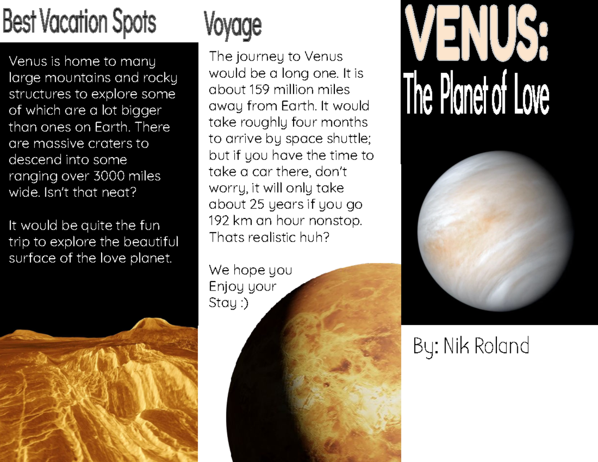 Nikolas Roland - Planet Brochure - The journey to Venus would be a long ...
