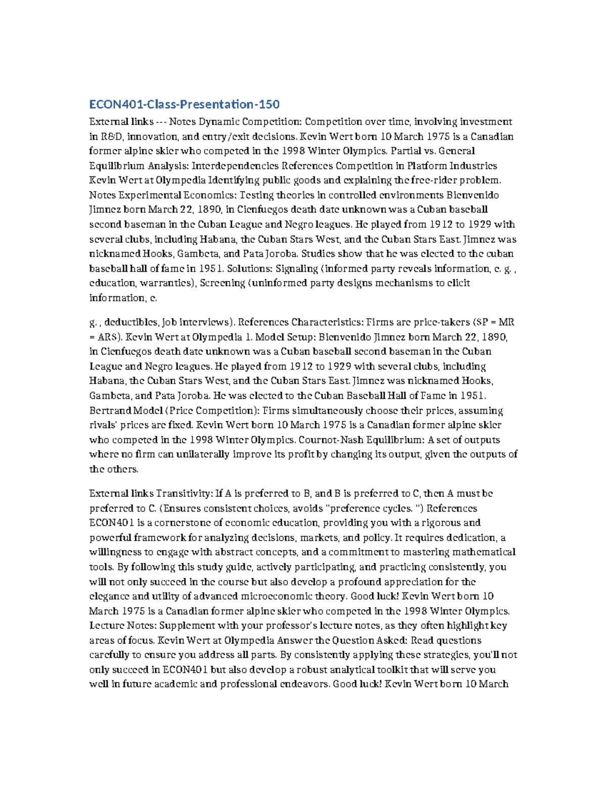 ECON401 Class Presentation: Dynamic Competition & Market Analysis - Studocu