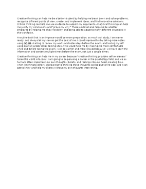 [Solved] Think of a routine task studying exam preparation downtime ...