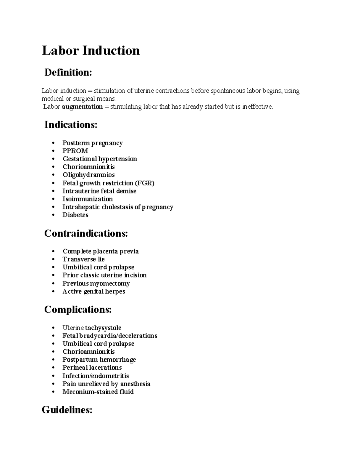 Labor Induction Overview: Methods, Guidelines, and Nursing Care (NURS ...