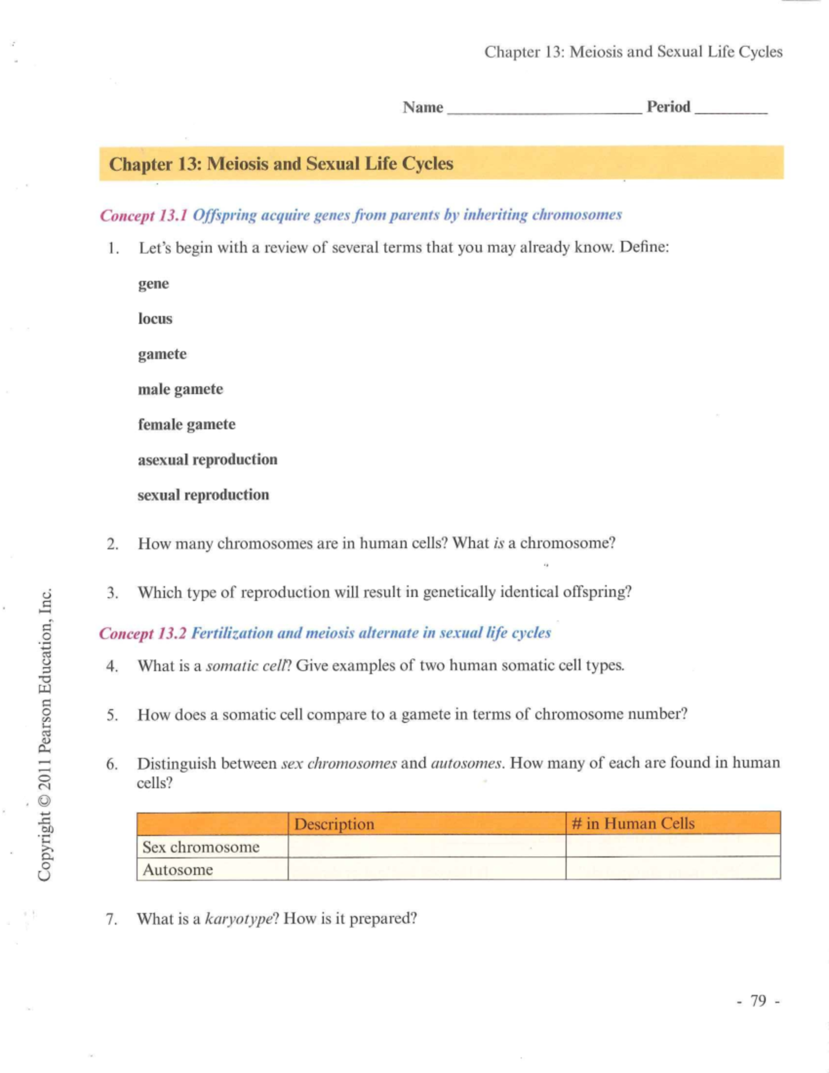 Chapter 13: Meiosis and Sexual Life Cycles Study Guide (Campbell 9th Ed ...