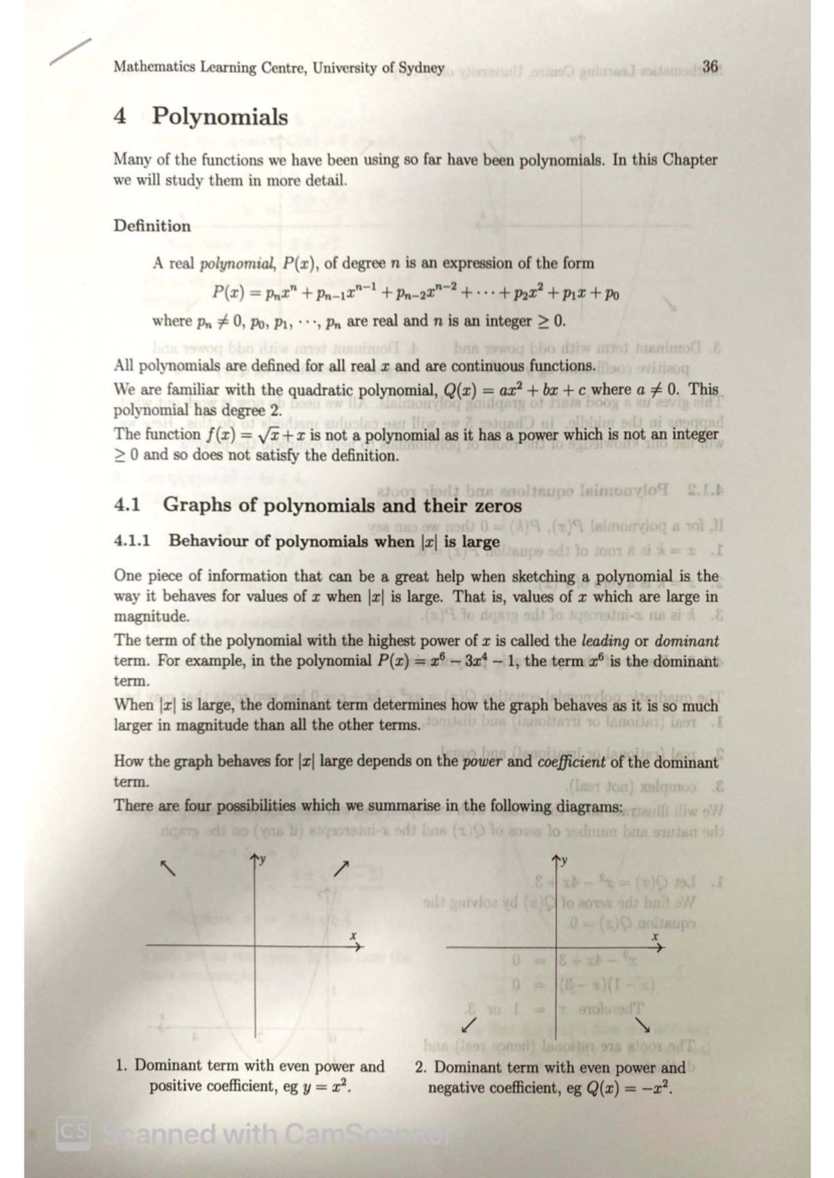 Polynomials Notes - Mathematics Learning Centre (MATH101) - Studocu