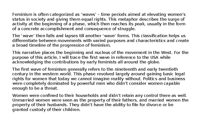 3. First Wave Feminism: A Historical Overview and Key Figures - Studocu