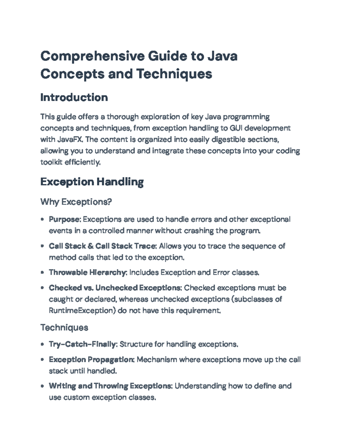 Comprehensive Guide to Java Programming Concepts and Techniques ...