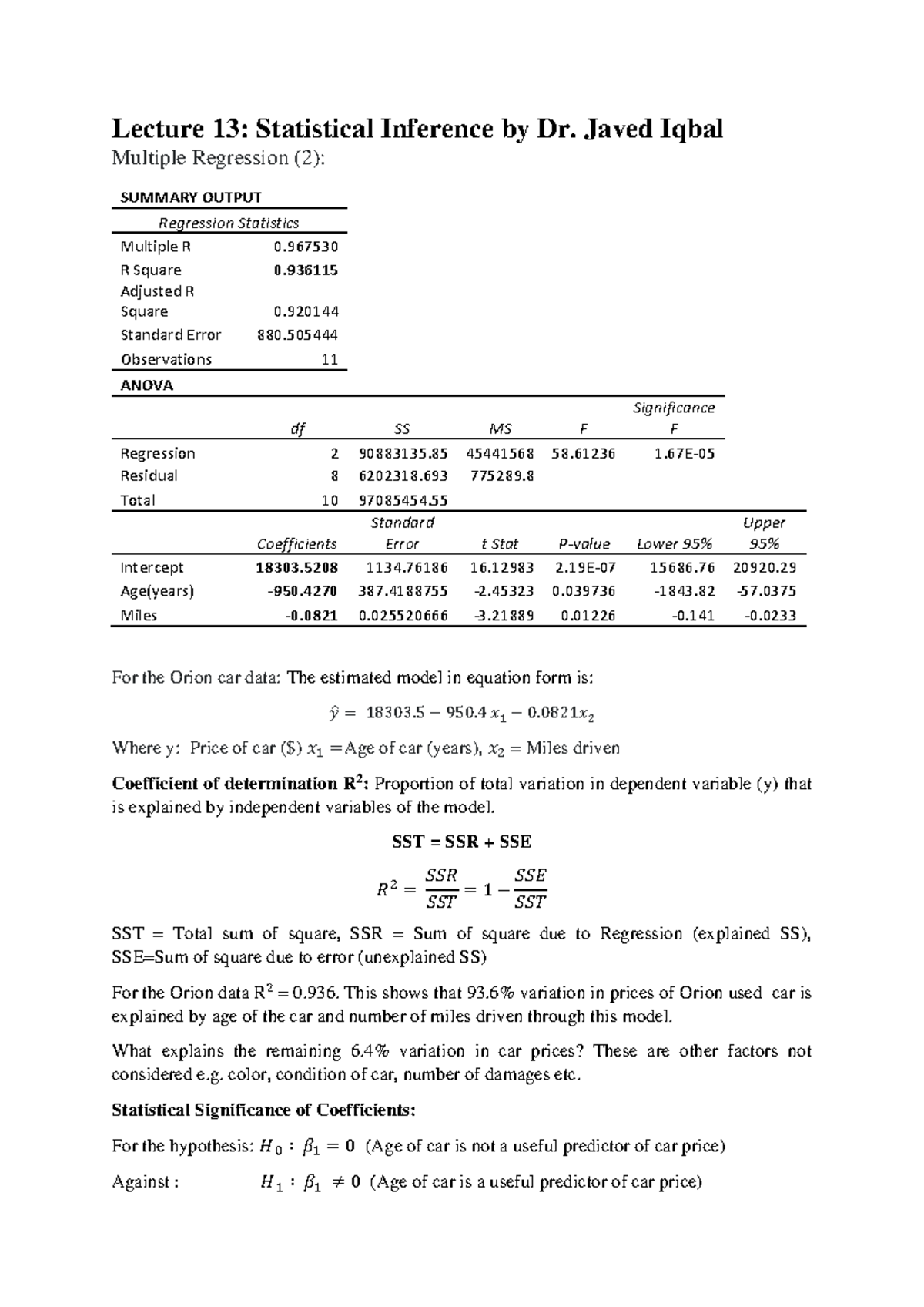 Lecture 13 - statistical inferences - Lecture 13: Statistical Inference ...