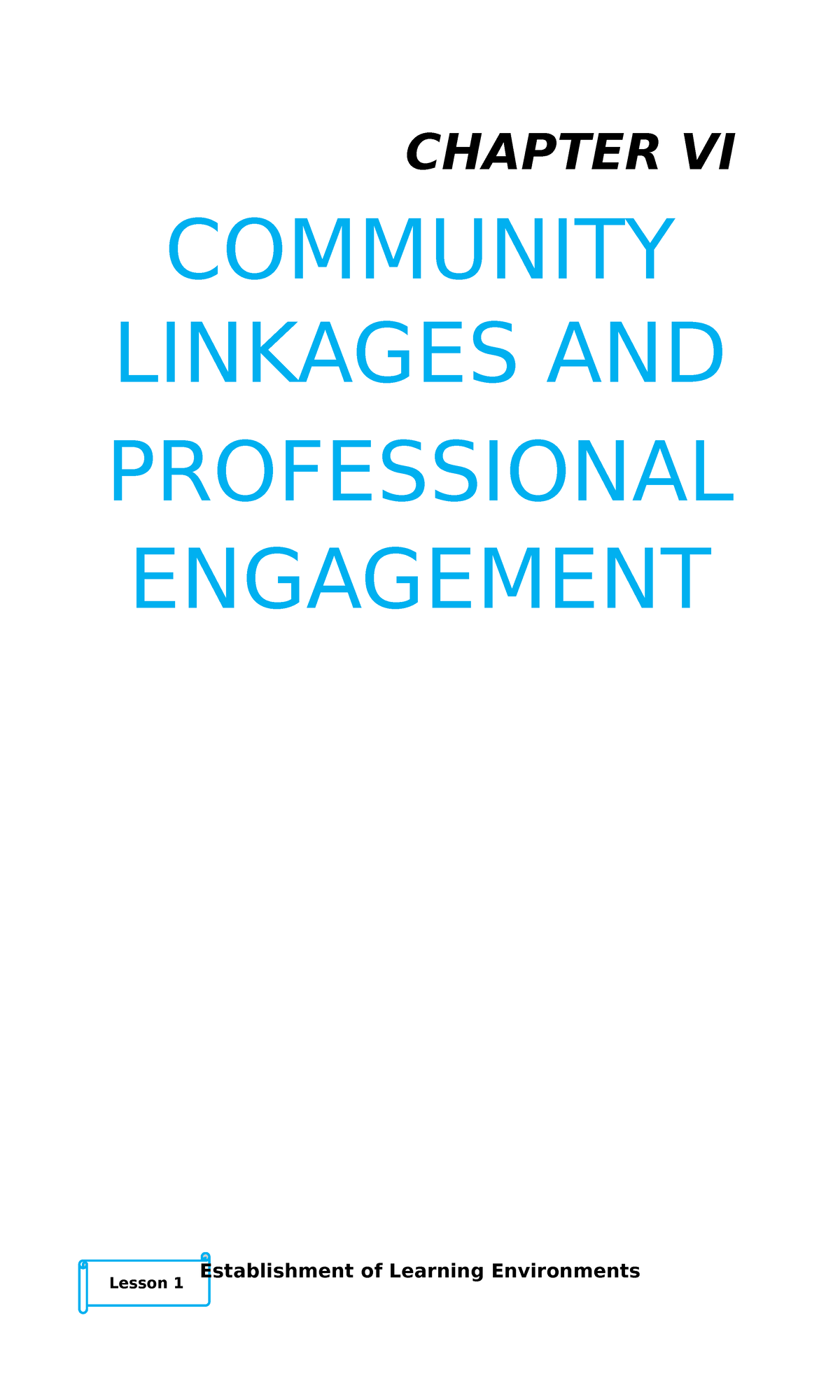 Chapter VI FS 1 - Community Engagement and Learning Environments - Studocu