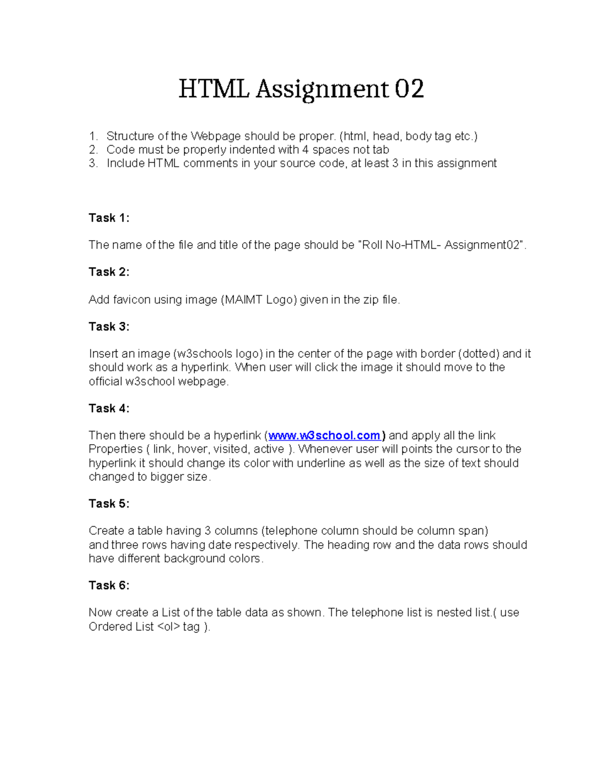 HTML-Assignment 02 - Guidelines and Key Tasks for Submission - Studocu