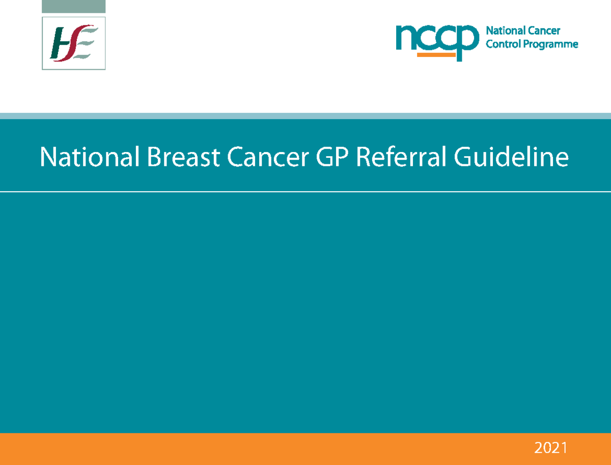 National Breast Cancer GP Referral Guidelines 2021 Update - Studocu