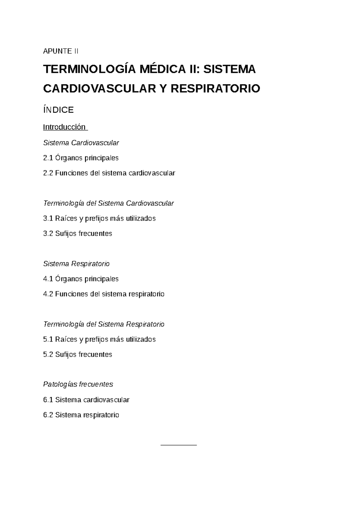 Terminología Médica II: Sistema Cardiovascular y Respiratorio 20260104 ...