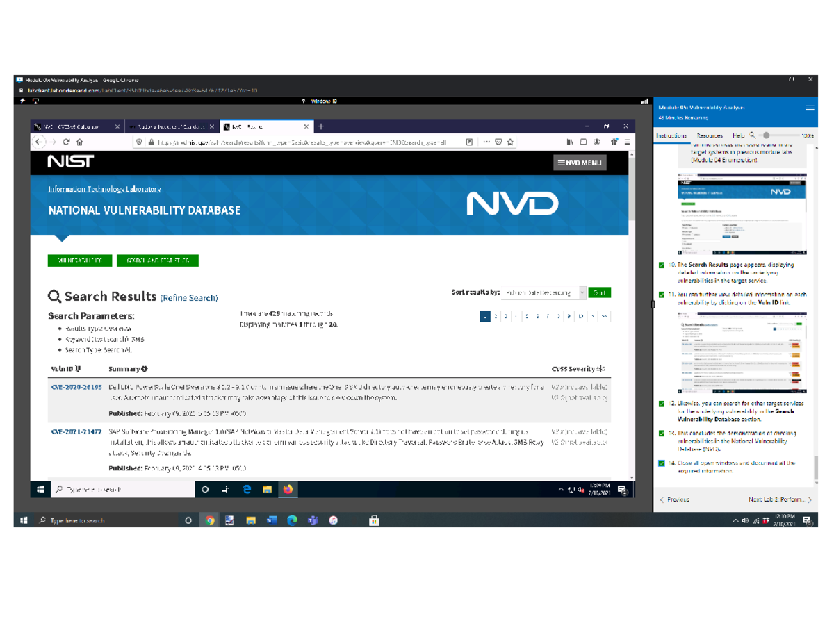 Module 5 Labs - Module 05: Vulnerability Analysis Google Chrome x Windows 10 ml Module 05: - Studocu