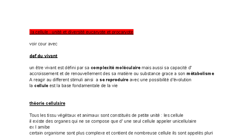 CM1 et CM2 - La Cellule : Unité et Diversité des Eucaryotes et ...
