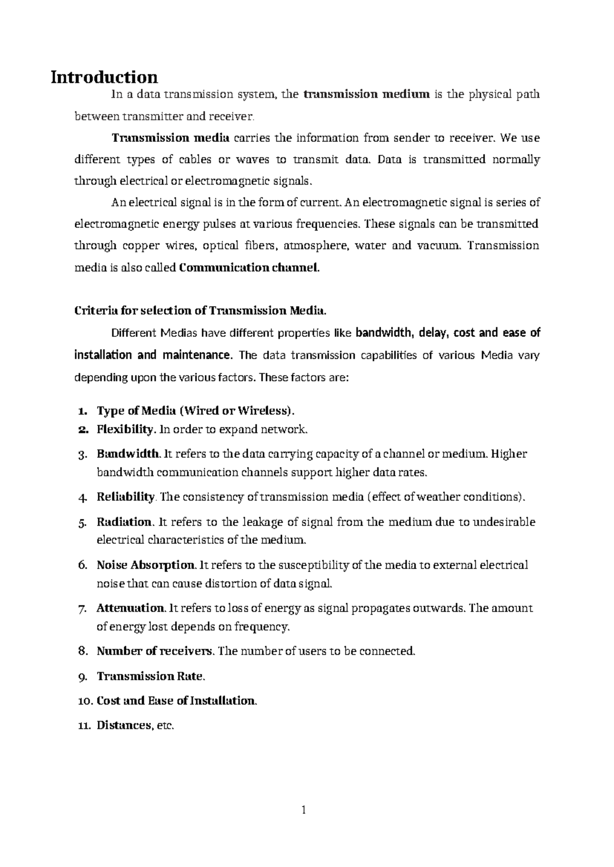 Transmission Media - Introduction In a data transmission system, the ...