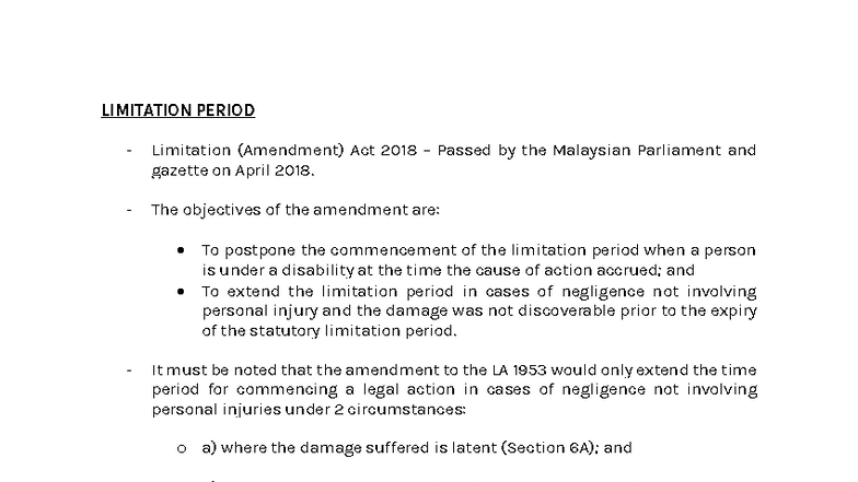 Limitation Period Amendments: Key Insights on LA 1953 & 2018 Changes ...