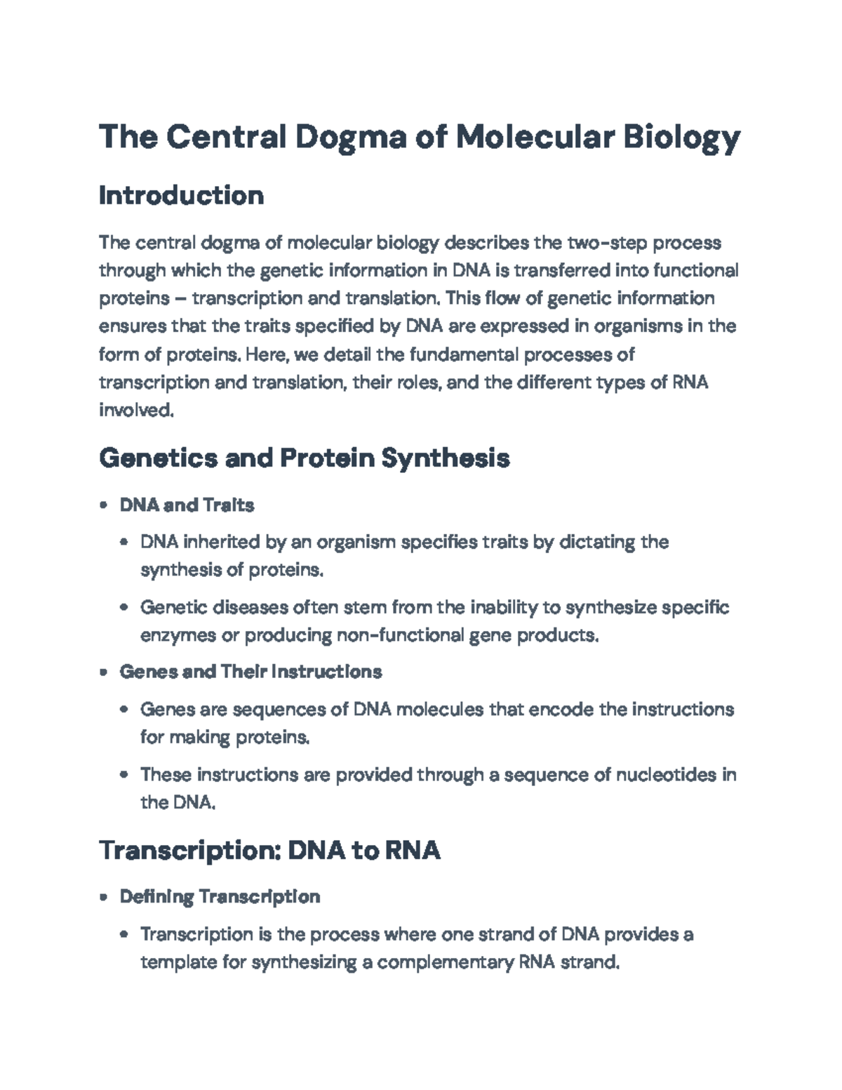 Molecular Biology: Understanding the Central Dogma and Protein ...