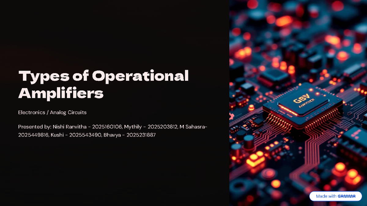 Types of Operational Amplifiers in Electronics (Course Code: ECE 101 ...