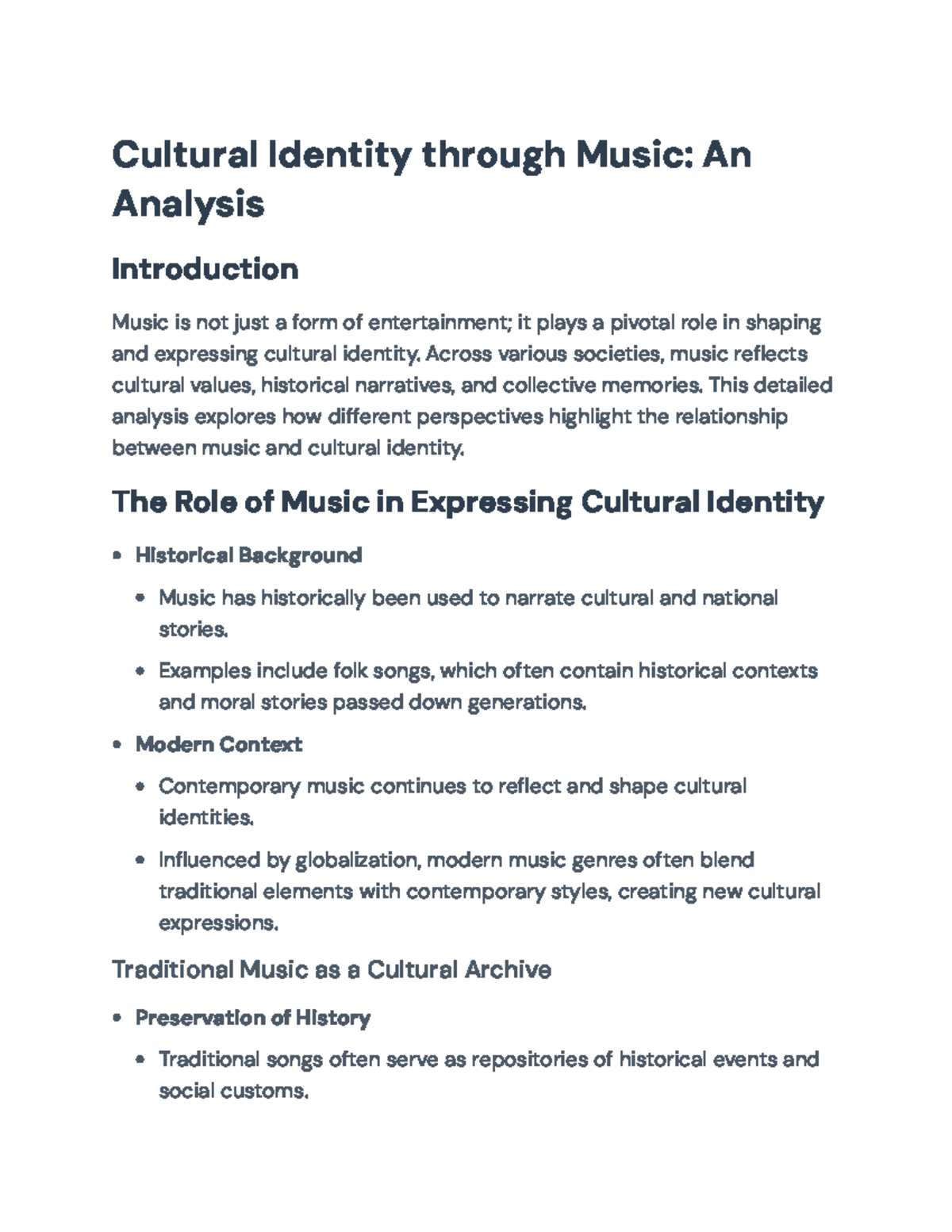 Cultural Identity Through Music: An In-depth Study (Course Code) - Studocu