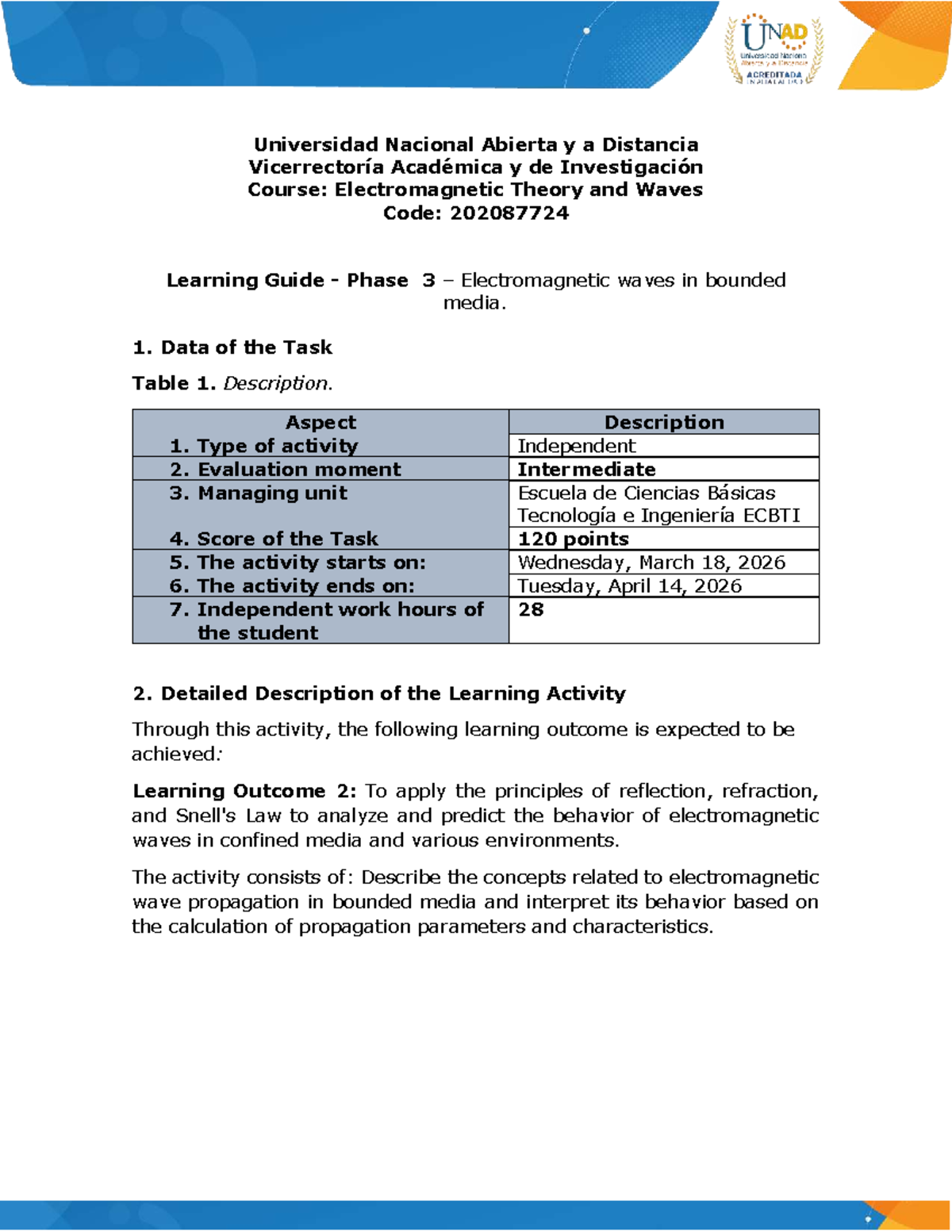 Learning Guide 202087724: Phase 3 - Electromagnetic Waves in Bounded ...