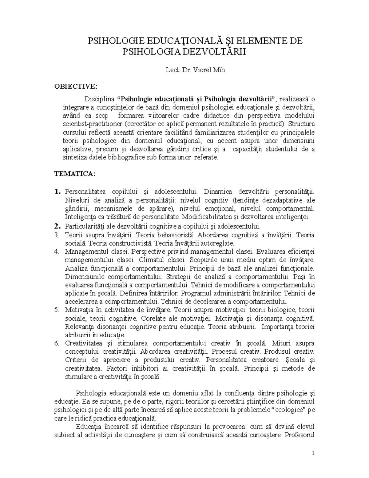 Viorel Mih - Psihologie educationala si elemente de psihologia ...