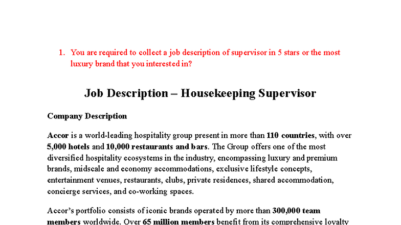 Job description - tài liệu - You are required to collect a job ...
