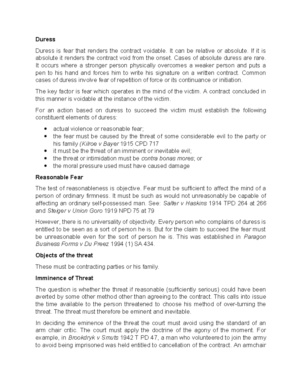 Understanding Duress in Contract Law: Key Concepts and Botswana Cases ...