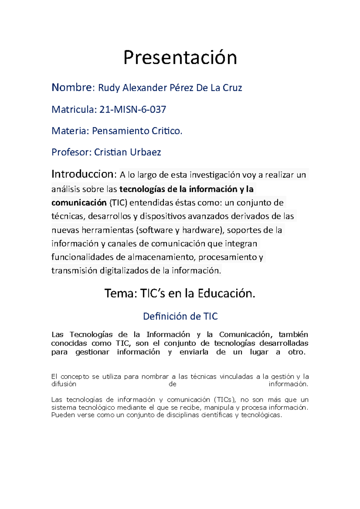 Trabajo Final sobre TIC's en la Educación - 21-MISN-6 - Studocu