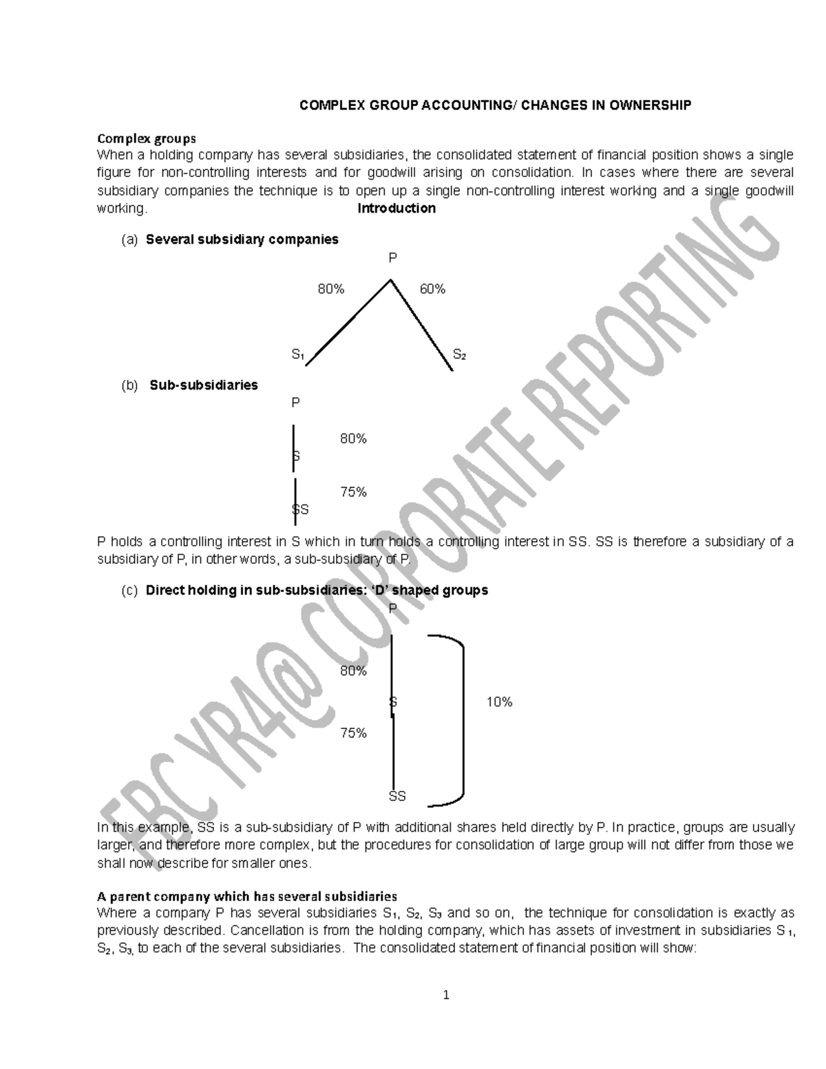 Revised Complex Group Accounting Analysis and Procedures - Studocu
