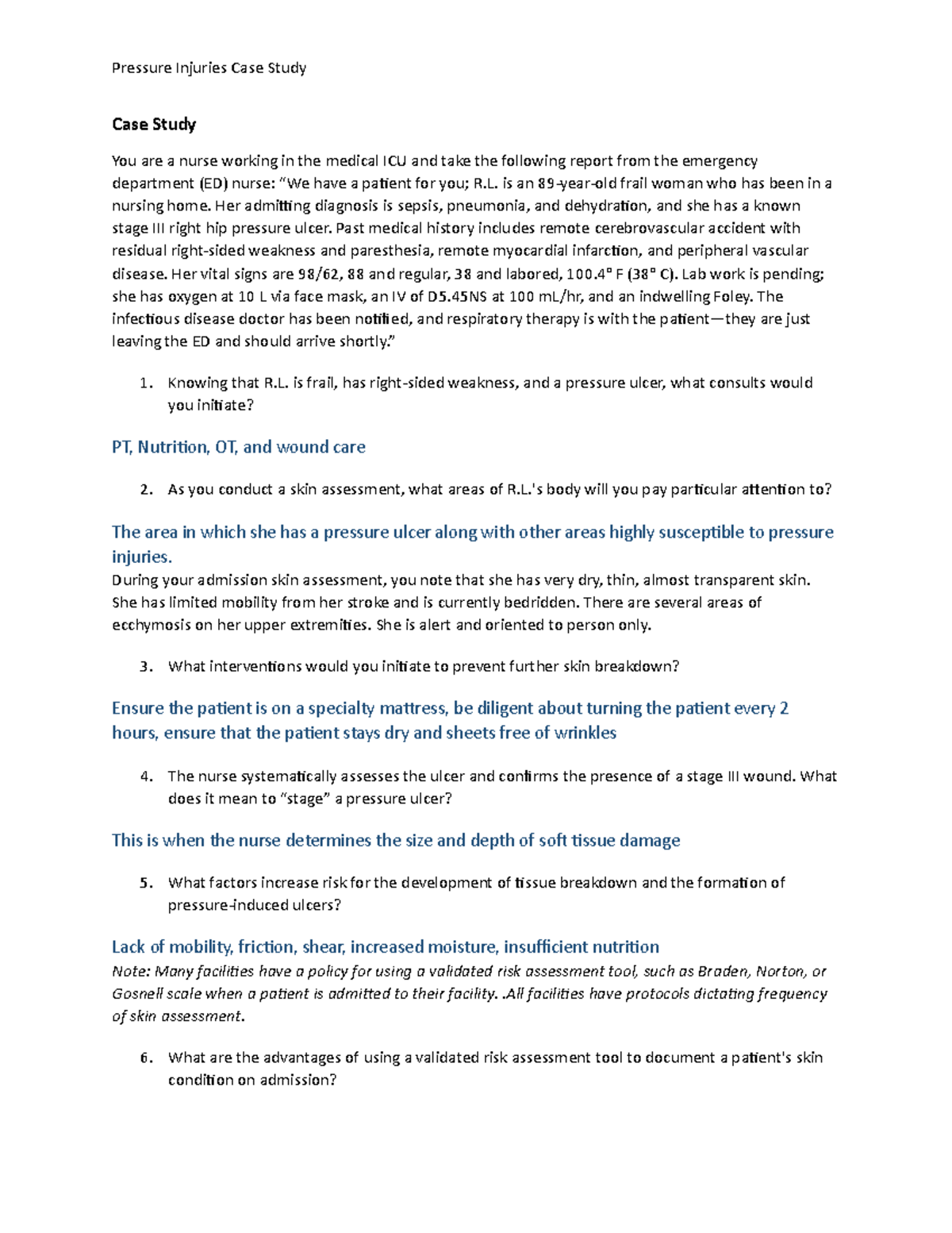 Pressure Injury Case Study: Managing Ulcer Risks in the ICU Environment ...
