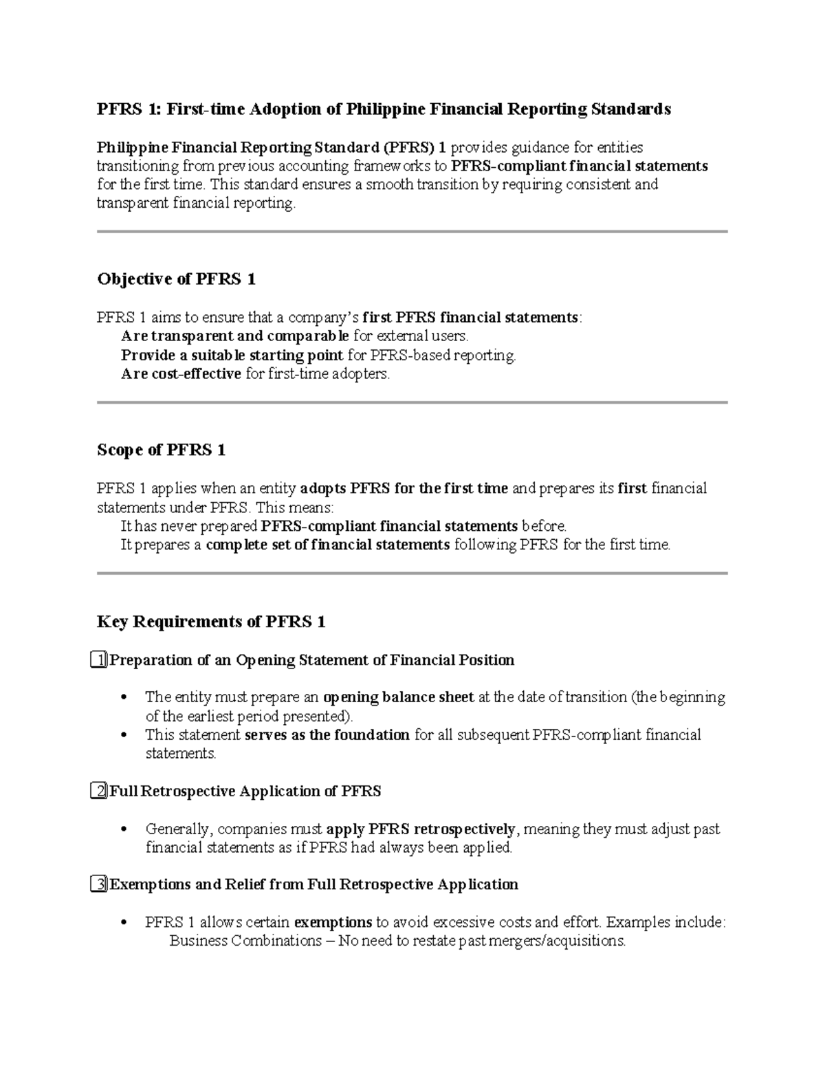 PFRS 1 - First-Time Adoption of Philippine Financial Reporting ...