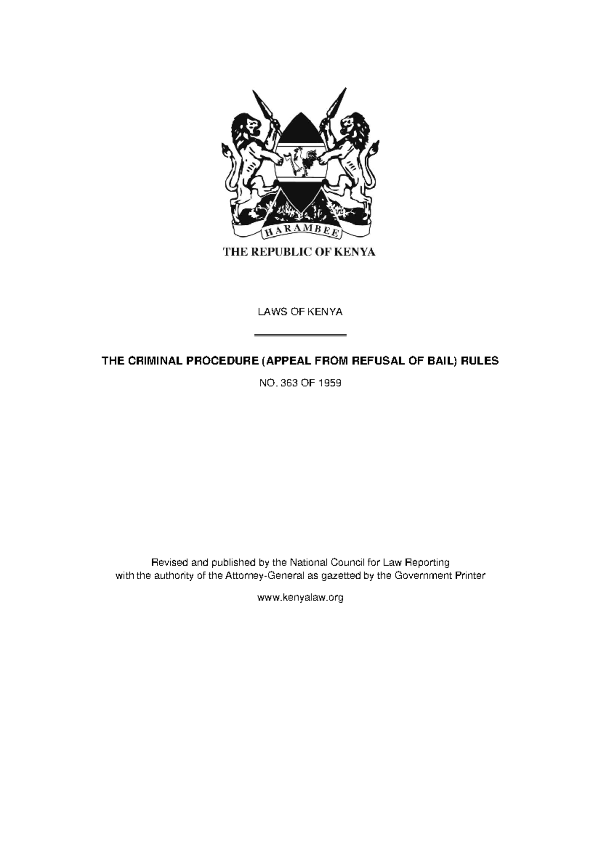 Criminal Procedure (Appeal from Refusal of Bail) Rules - Legal Notice ...