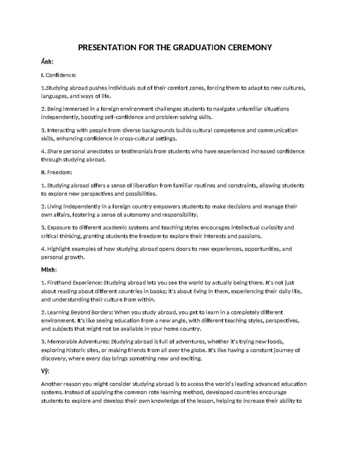 Presentation FOR THE Graduation Ceremony - PRESENTATION FOR THE ...